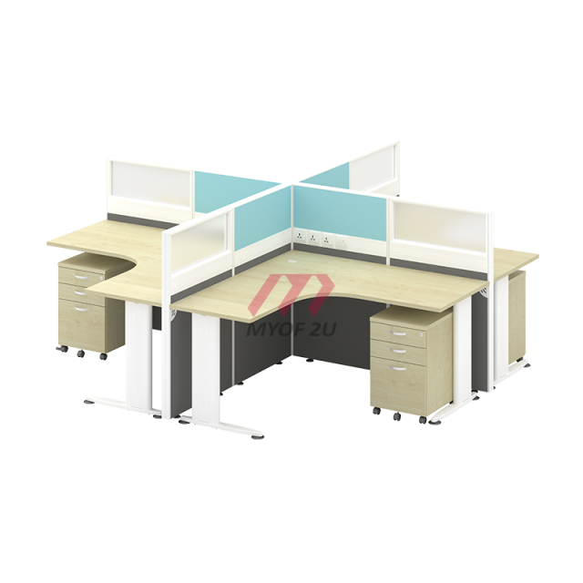 MY-B60-H4L - Office Workstation L Shape Table (Cluster of 4) - MY ...