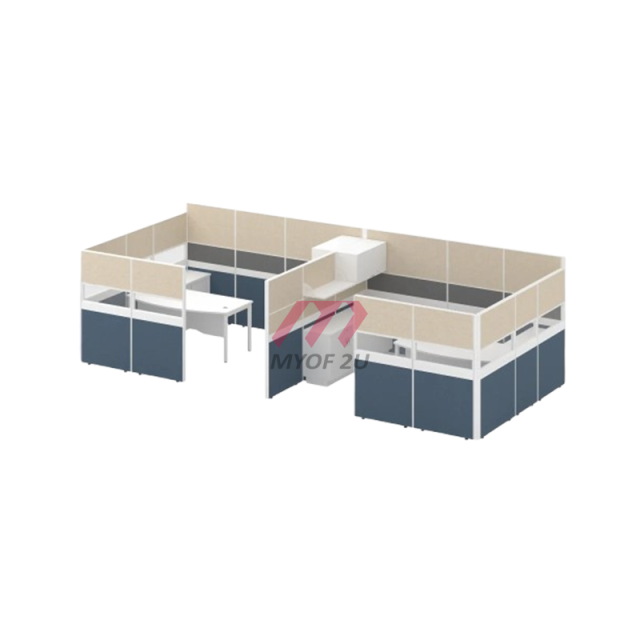 MY-B60-SLC-2D - Office Workstation L Shape Table Cluster of 2 Cubicle ...