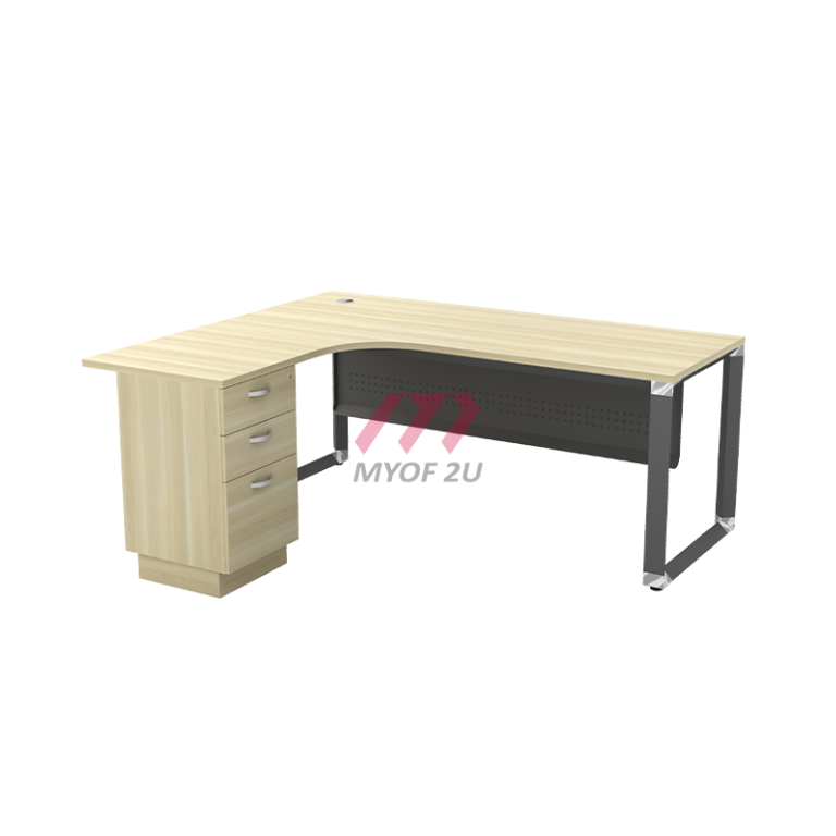 MY-OML-3D – Executive L Shape Table With SQ Metal - MY Office Furniture2U