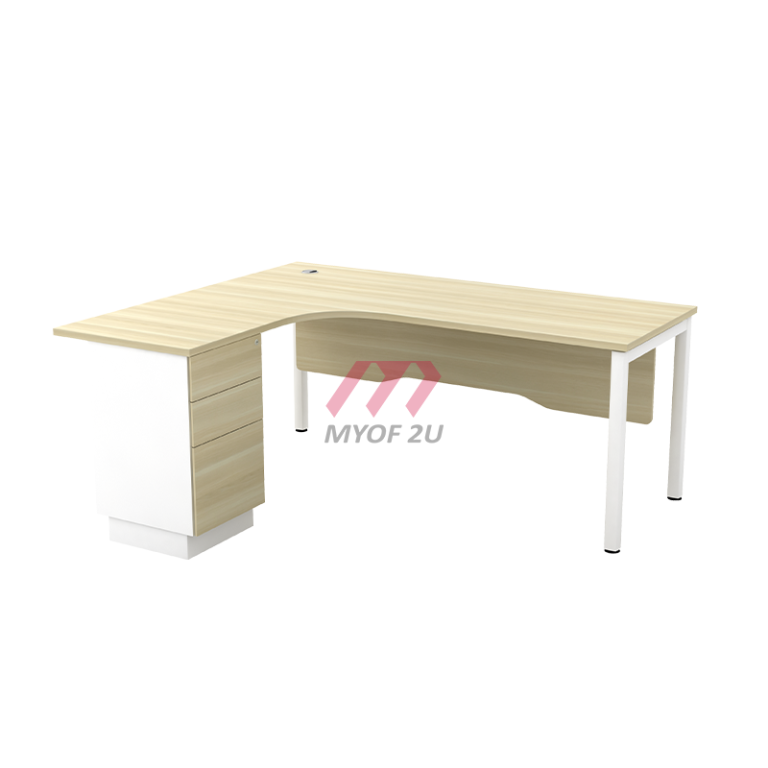 MY-SWL-3D – Executive L Shape Table With SQ Metal - MY Office Furniture2U